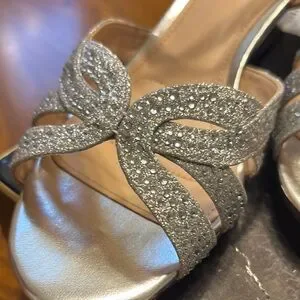 IM Fadila | Shoes | Elegant Silver Glitter Wedge Heels Size 8w | Poshmark